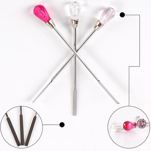 Stainless Steel Pigment Mixer Stirring Rods - Crystal Jewel Ends (3pk ...